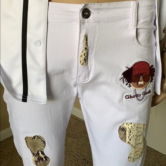 Ghetto Geek Ltd | Jeans | Mens Custom Snake Skin Skin Patch Skinny ...